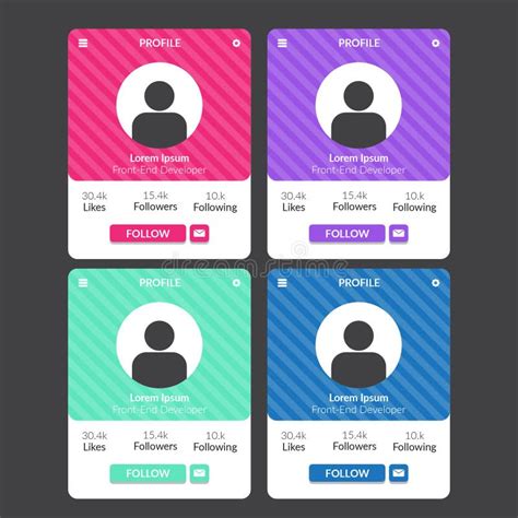 UI UX Social Media User Profile Design Stock Illustration