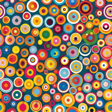 Abstract Colorful Circle Pattern On Teal Background Premium Ai