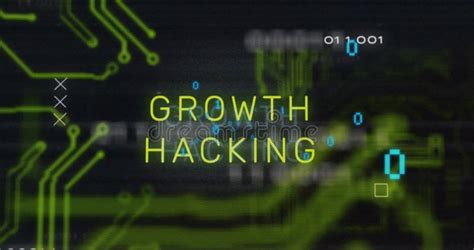 Growth Hacking Text With Digital Circuit And Binary Code Animation Background Stock Video