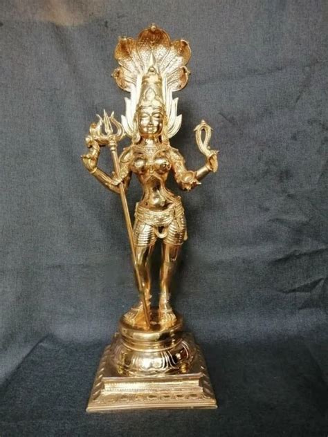 Golden Gold Plated Metal Lord Amman Statue For Worship Size