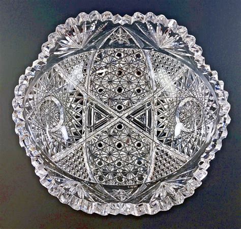 Antique American Brilliant Period Cut Glass Bowl Vermont Pattern Krantz