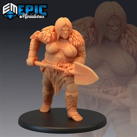 Female Ogre Miniature Giant Warrior For Dandd And Pathfinder Ottsworkshop