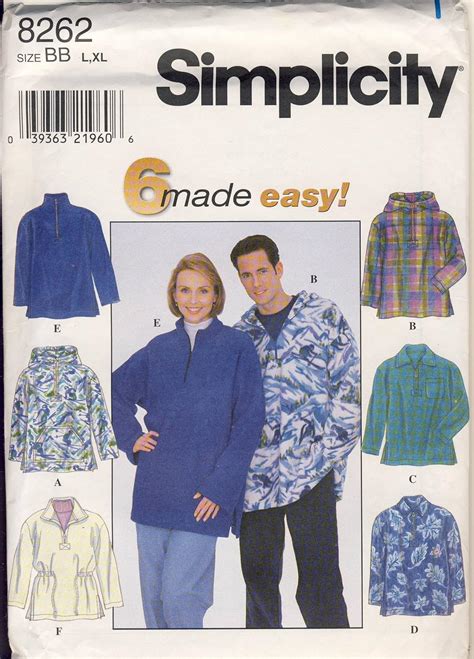 Simplicity Sewing Pattern 8262 Use To Make 6 Easy Unisex Jackets Sizes L Xl