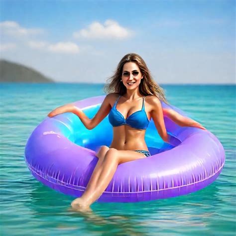 Premium Photo A Woman In A Bikini Is Sitting In The Water With A
