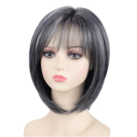 Renershow Grey Medium Length Bob Wig With Bangs Layered