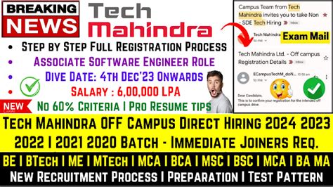 Tech Mahindra Off Campus Drive Batch Operation