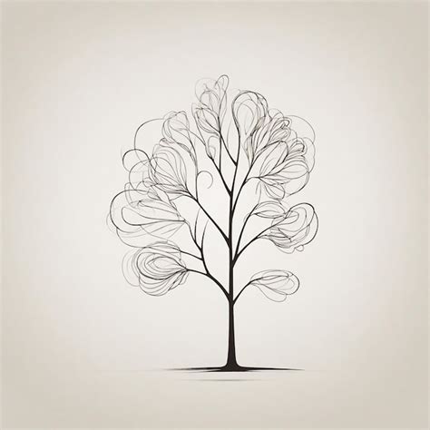 Premium Photo Simple And Minimal Line Art Tree Design