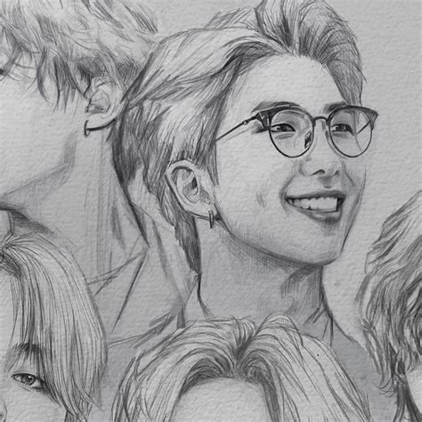 김희진 On Instagram 완전체 💜 스케치 드로잉 인물화 초상화 그림