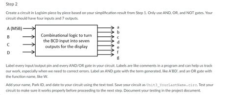 Create A Circuit In Logisim Piece By Piece Based On
