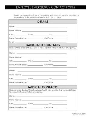 Emergency Contact Form Emergency Contact List Pdf Explore Our
