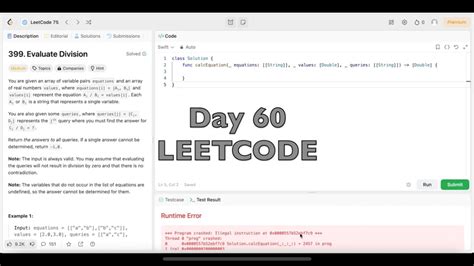 day 60 leetcode problem 399 evaluate division swift youtube