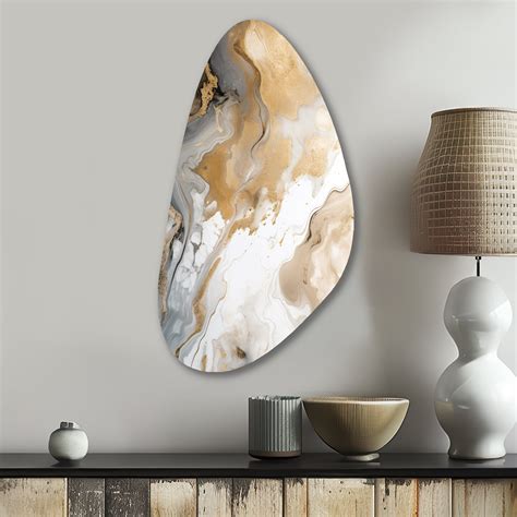 Design Art Gold And Grey A Marble Effect V Marble Unique Shape Metal