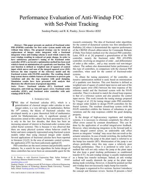 Pdf Performance Evaluation Of Anti Windup Foc With Set Point Tracking