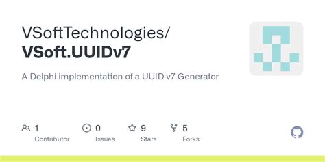 Github Vsofttechnologiesvsoftuuidv7 A Delphi Implementation Of A Uuid V7 Generator