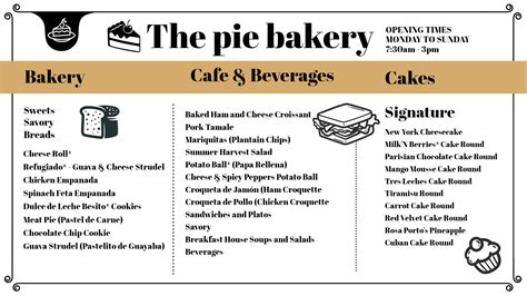 Bakery Menu Cake Menu Pancake Menu Card Design For Signages