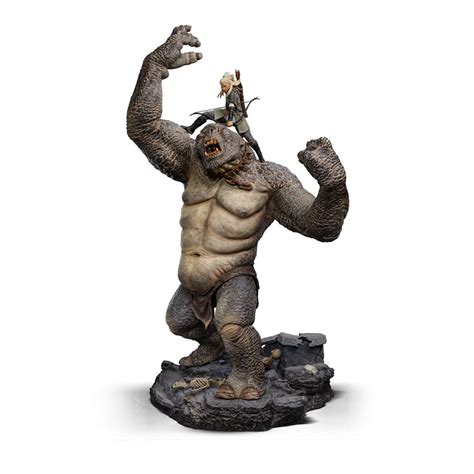 Lord Of The Rings Deluxe Art Scale Statue 110 Cave Troll And Legolas 72 Cm