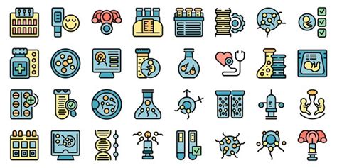 Premium Vector Artificial Insemination Icons Set Vector Flat