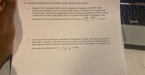 Solved 0 Identify All Restrictions On The Variable X In The