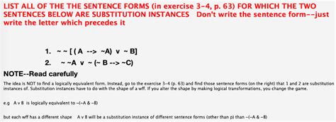 list all of the the sentence forms in exercise 3 4