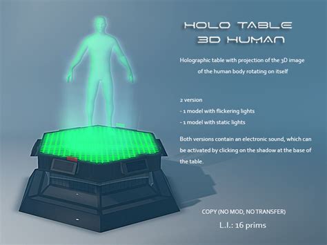 Second Life Marketplace Holo Table 3d Human