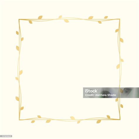 식물 디자인의 사각형 황금 프레임 둥근 덩굴 프레임 결혼식 우아한 화환 벡터 고립 된 그림입니다 0명에 대한 스톡 벡터 아트 및