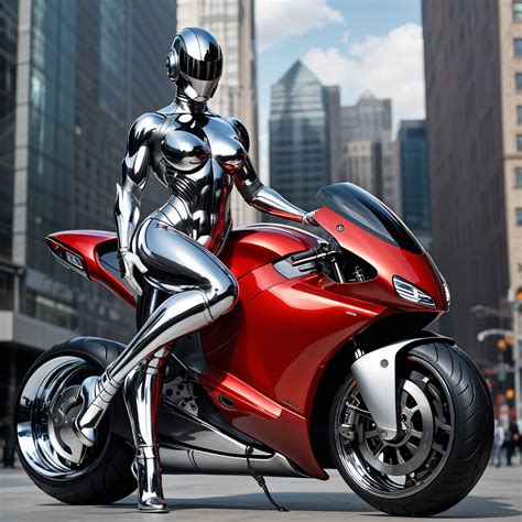 Chrome Robot Biker Girl By Robonautworld On Deviantart