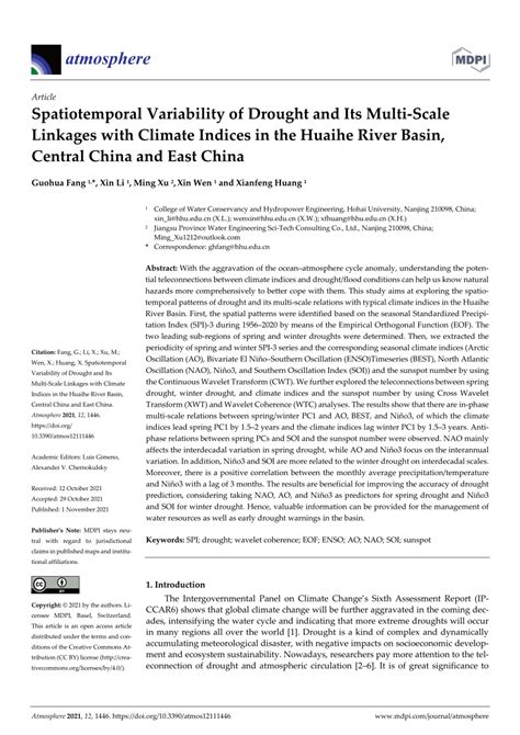 Pdf Spatiotemporal Variability Of Drought And Its Multi Scale Linkages With Climate Indices In