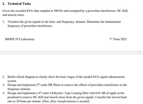 2 Technical Tasks Given The Recorded Ecg Data