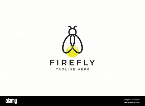 Firefly Logo Glowworm Beetle Firebug Minimalist Linear Logo Fairy And Fantasy Sign Symbol Stock