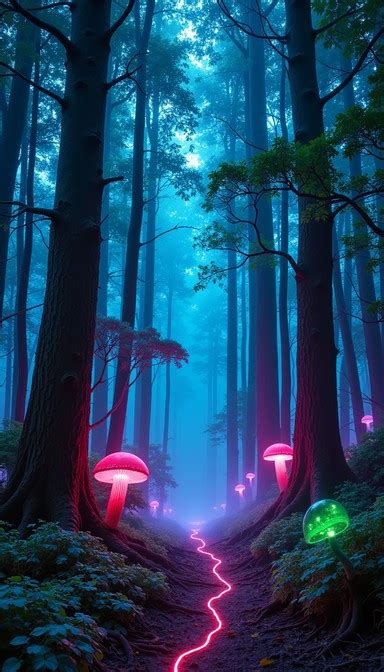 Free Luminous Forest Dream Image Mystical Neon Forest Download At