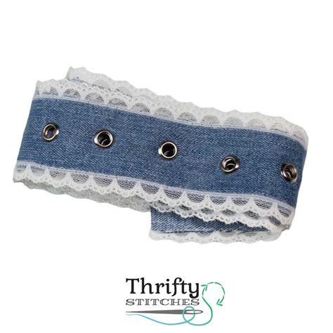 Upcycled Denim Handmade Eyelet Trim 85cm Length Thrifty Stitches