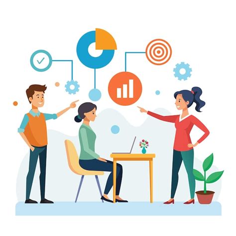Premium Vector Team Collaboration And Data Analysis
