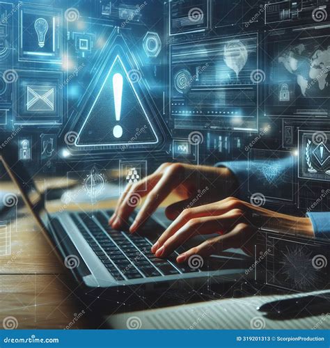 Cybersecurity Concept With Hands On Keyboard Stock Image Image Of