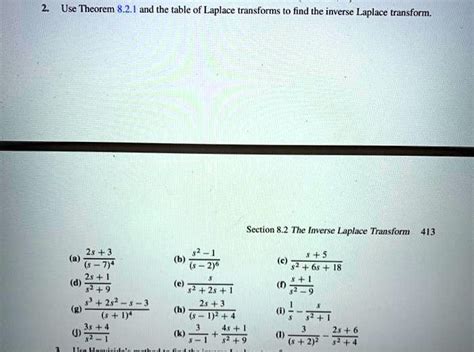 solved use theorem 8 2 and the table of laplace transforms to find the