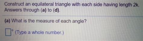 solved construct an equilateral triangle with each side