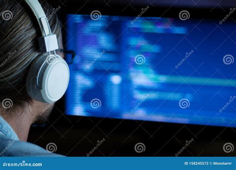 Software Developer Freelancer Working With Program Code Stock Photo Image Of Engineer