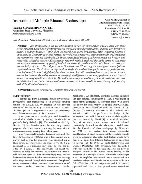 Pdf Instructional Multiple Binaural Stethoscope