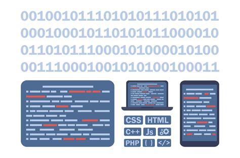Programming And Coding Set Icon Web Development Concept Vector Flat Illustration
