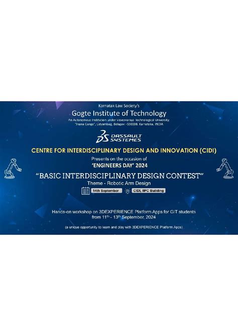 Centre For Interdisciplinary Design And Innovation Cidi Presents On The Occasion Of Engineers