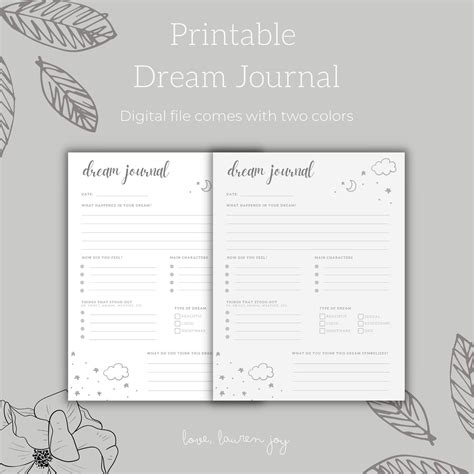 Dream Journal Printable Dream Tracker Printable Dream Analysis Printable 8 5 X 11 Pdf Etsy