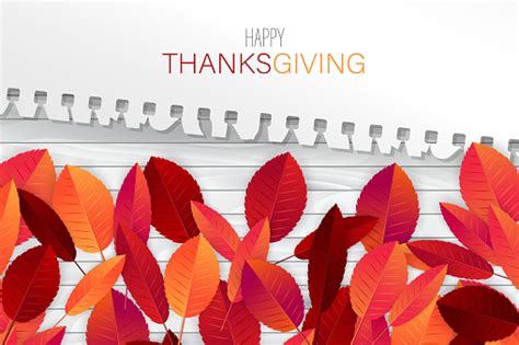 추수 감사절 전단지 또는 포스터 가을 전통적인 미국 휴일 나무 소박한 표면에 단풍 나무와 오크 빨간색과 오렌지 잎과 배경 은 찢어진 종이 시트로 덮여 벡터 그림입니다 추수