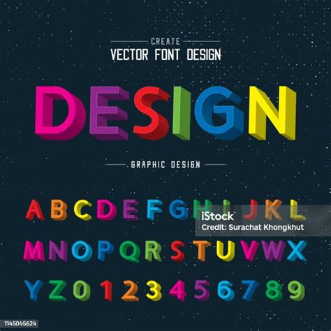 3d 글꼴 색상과 알파벳 벡터 쓰기 디자인 서체 및 숫자 배경에 스크립트 그래픽 텍스트 3차원 형태에 대한 스톡 벡터 아트 및 기타 이미지 3차원 형태 교육 그래픽
