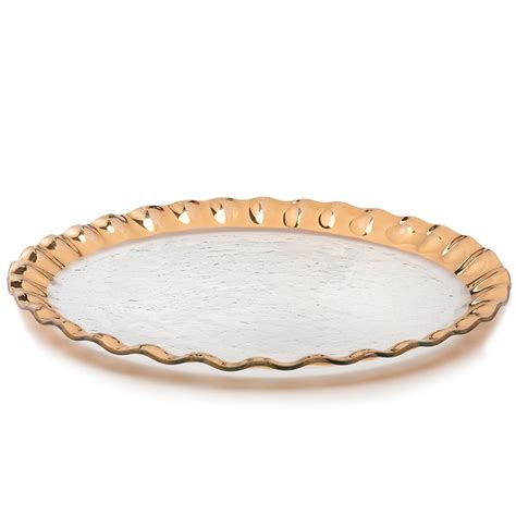 Annieglass Ruffle Gold Giant Round Platter Charleston Street