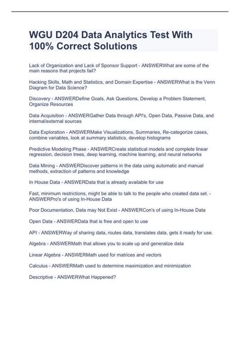 Wgu D204 Data Analytics Test With 100 Correct Solutions Wgu D204