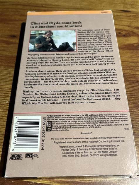 Any Which Way You Can Vhs Clint Eastwood Sondra Locke Philo Beddoe