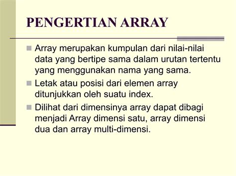 konsep array dan implementasi dalam bahasa pemrograman c ppt