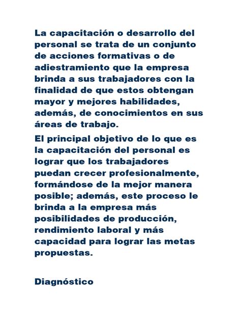 La Capacitación O Desarrollo Del Personal Se Trata De Un Conjunto De Acciones Formativas O De