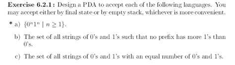 Solved Exercise 6 2 1 Design A PDA To Accept Each Of The Chegg Com