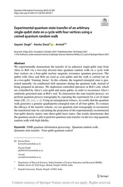 Experimental Quantum State Transfer Of An Arbitrary Single Qubit State