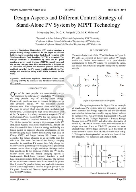 Pdf Design Aspects And Different Control Strategy Of Stand Alone Pv System By Mppt Technology